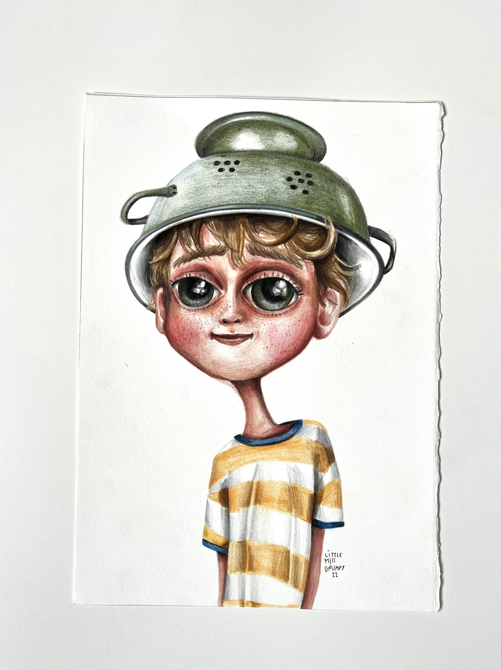 The kid with the pasta strainer - Little Miss Grumpy